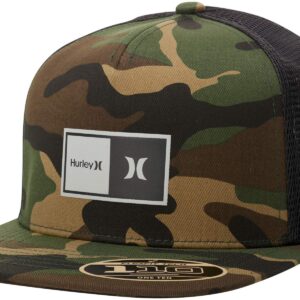 Hurley Mens Caps - Flat Brim Snapback Baseball Cap Standard Trucker Hats for Men, Size One Size, Camo/Black