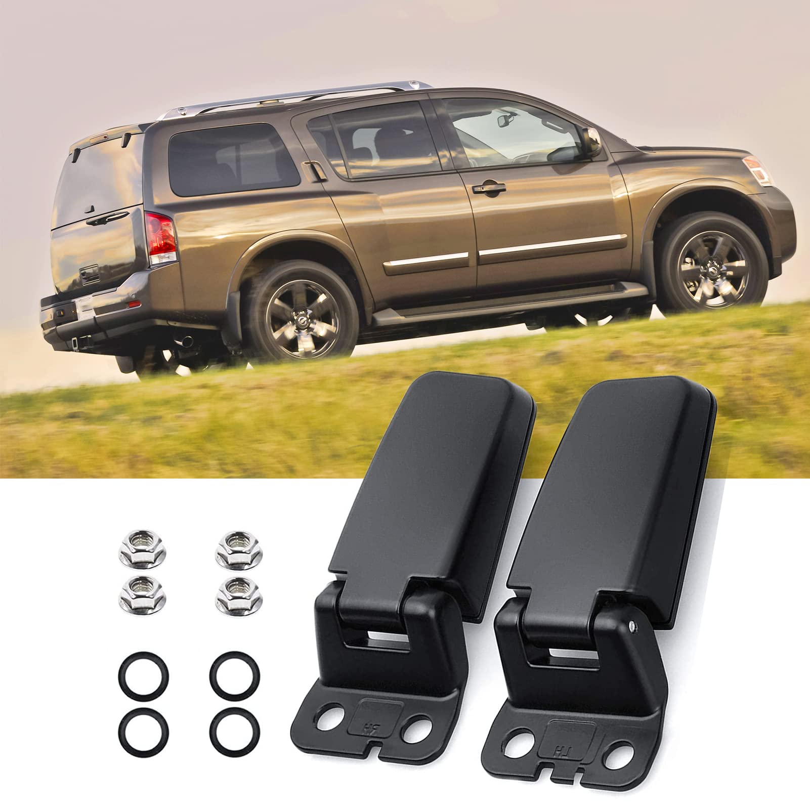 MUSHENG Rear Window Tailgate Liftgate Glass Hinge Kits Compatible with 2005-2015 Nissian Armada,2004-2010 Infiniti QX56, 2004 Nissan Pathfinder Armada (Left & Right) Replace 90321-7S000 90320-7S000