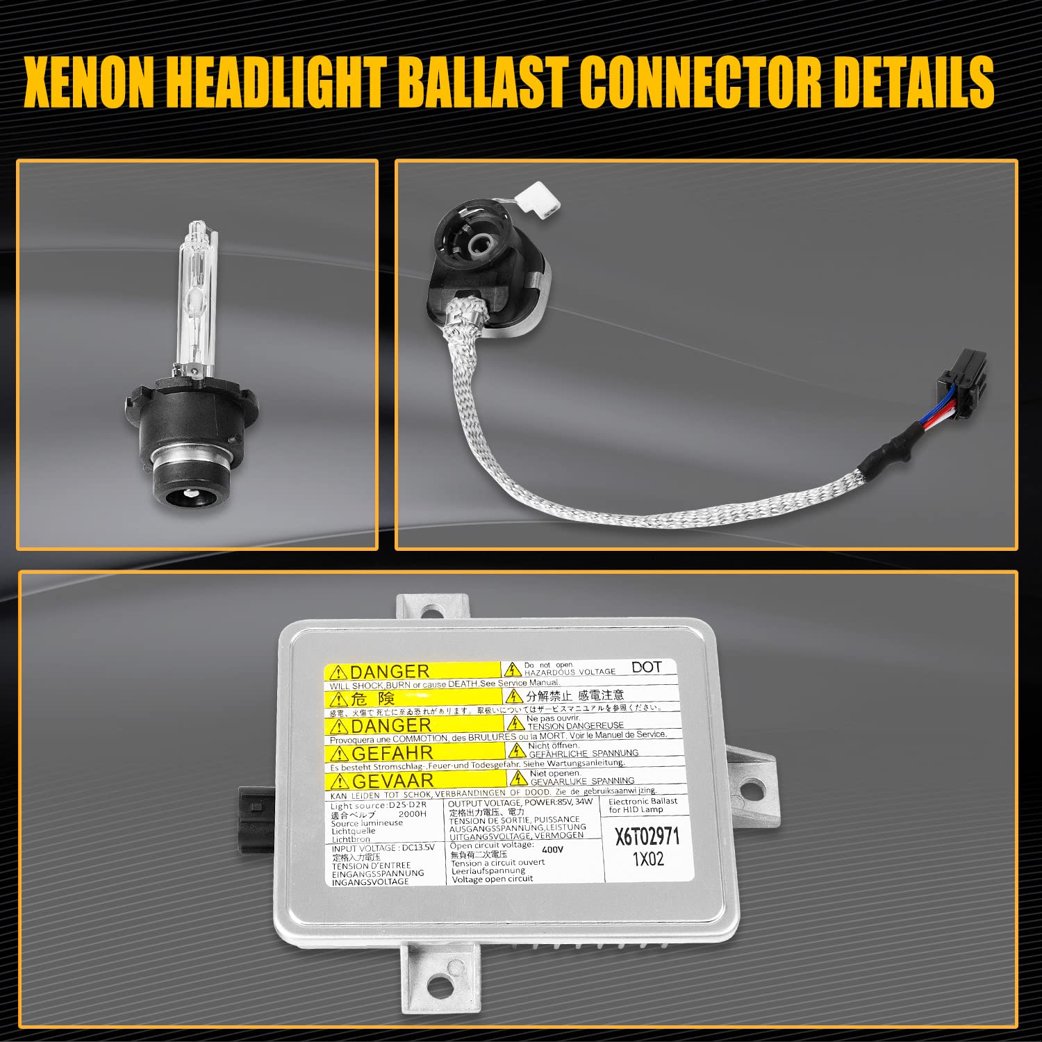 RANSOTO Xenon HID Headlight Ballast Unit Assembly with Igniter and D2S Bulb Compatible with 2002-2005 Acura TL TSX and TL Type-S, 2004-2009 Honda S2000, Mazda 3 Replaces X6T02971, W3T10471, W3T14371