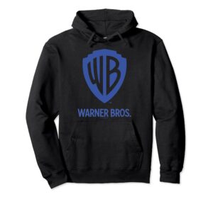 warner brothers wb blue logo pullover hoodie