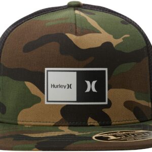 Hurley Mens Caps - Flat Brim Snapback Baseball Cap Standard Trucker Hats for Men, Size One Size, Camo/Black