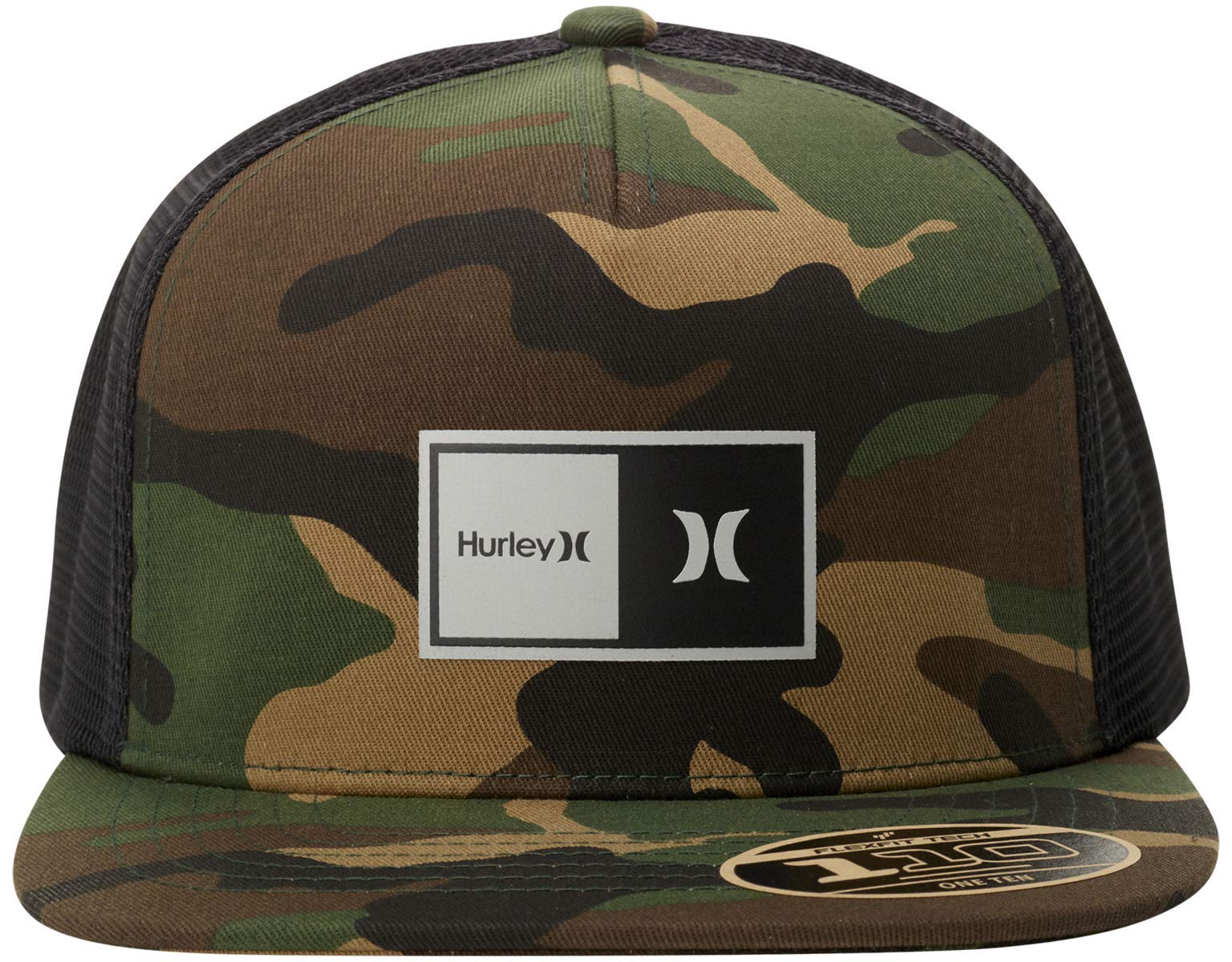 Hurley Mens Caps - Flat Brim Snapback Baseball Cap Standard Trucker Hats for Men, Size One Size, Camo/Black