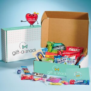 Gift A Snack - Back To School Gifts For Students Healthy Snack Box Care Package + Greeting Card (60 Count) Birthday Treats Gift Basket, Nutritious Granola Breakfast Bars - Food Assortments & Variety