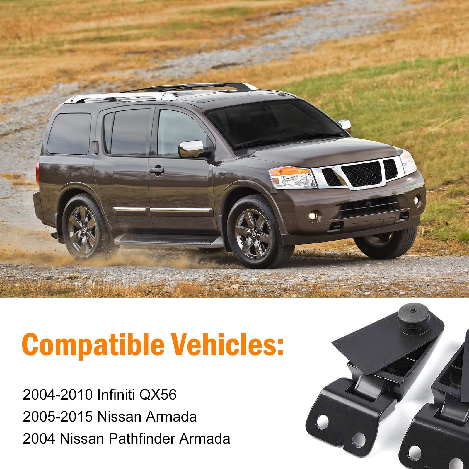 MUSHENG Rear Window Tailgate Liftgate Glass Hinge Kits Compatible with 2005-2015 Nissian Armada,2004-2010 Infiniti QX56, 2004 Nissan Pathfinder Armada (Left & Right) Replace 90321-7S000 90320-7S000