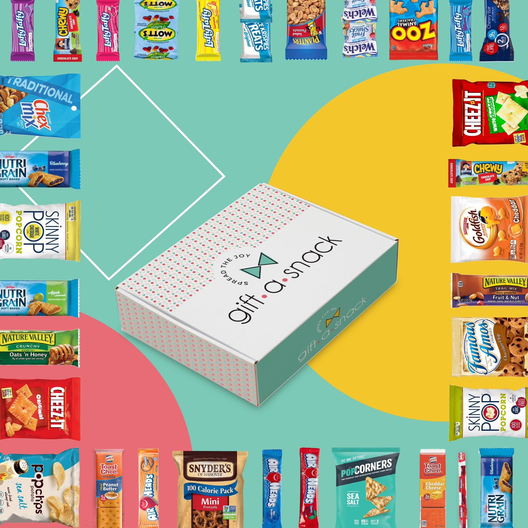 Gift A Snack - Back To School Gifts For Students Healthy Snack Box Care Package + Greeting Card (60 Count) Birthday Treats Gift Basket, Nutritious Granola Breakfast Bars - Food Assortments & Variety