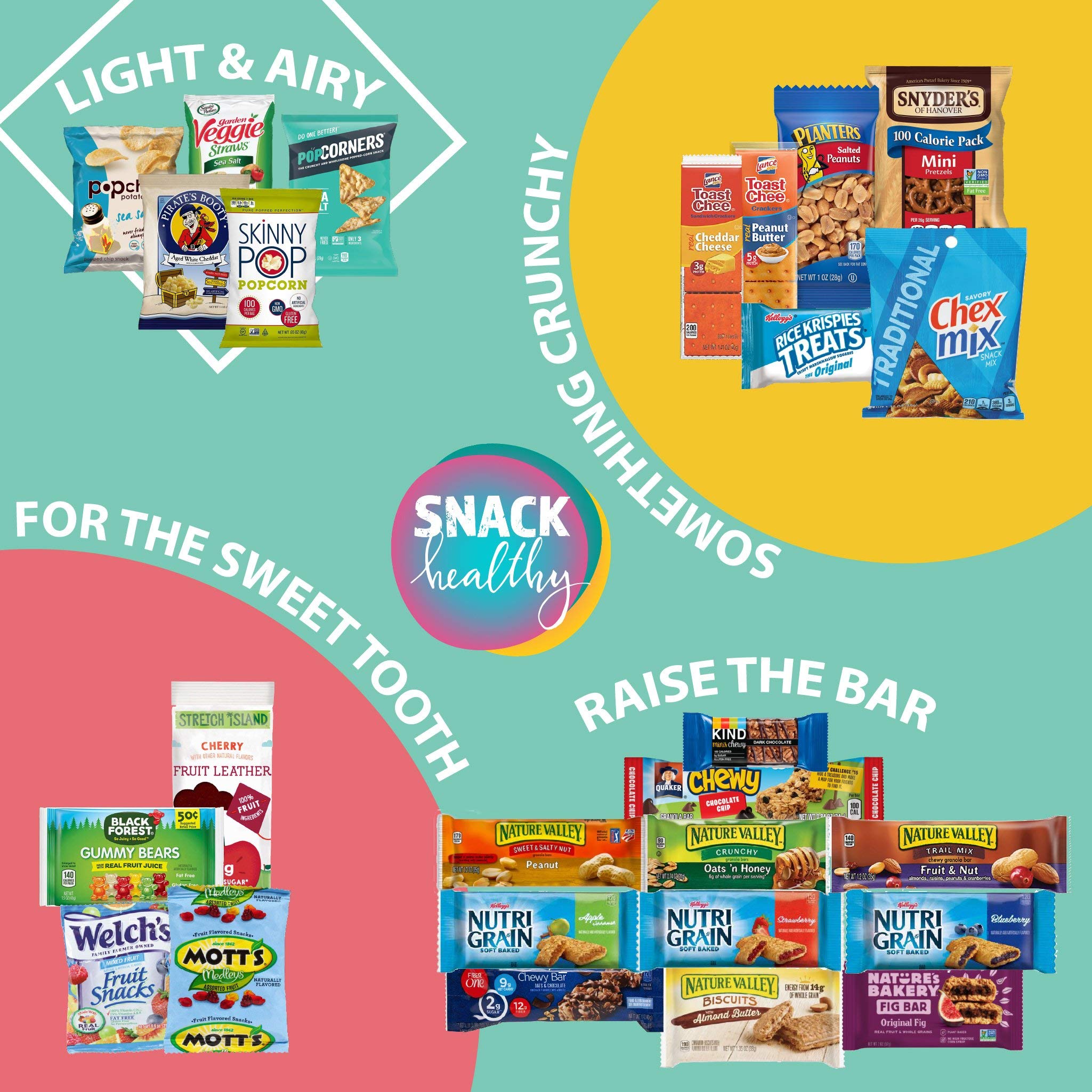 Gift A Snack - Back To School Gifts For Students Healthy Snack Box Care Package + Greeting Card (60 Count) Birthday Treats Gift Basket, Nutritious Granola Breakfast Bars - Food Assortments & Variety