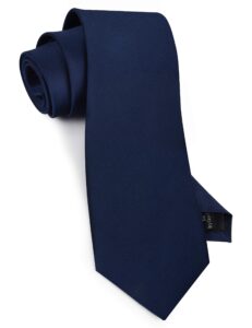 gusleson classic men's wedding ties for men silk navy blue tie solid 8cm necktie (0791-03)