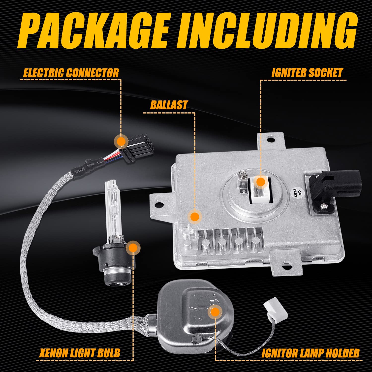 RANSOTO Xenon HID Headlight Ballast Unit Assembly with Igniter and D2S Bulb Compatible with 2002-2005 Acura TL TSX and TL Type-S, 2004-2009 Honda S2000, Mazda 3 Replaces X6T02971, W3T10471, W3T14371