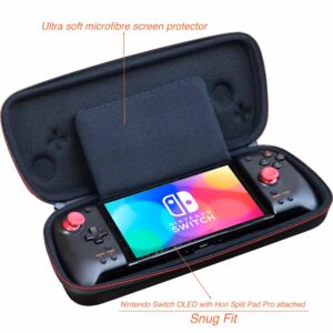 ButterFox Grip Carry Case for Hori Nintendo Switch Split Pad Pro Controller, Compatible with Nintendo Switch OLED Model- Red/Black