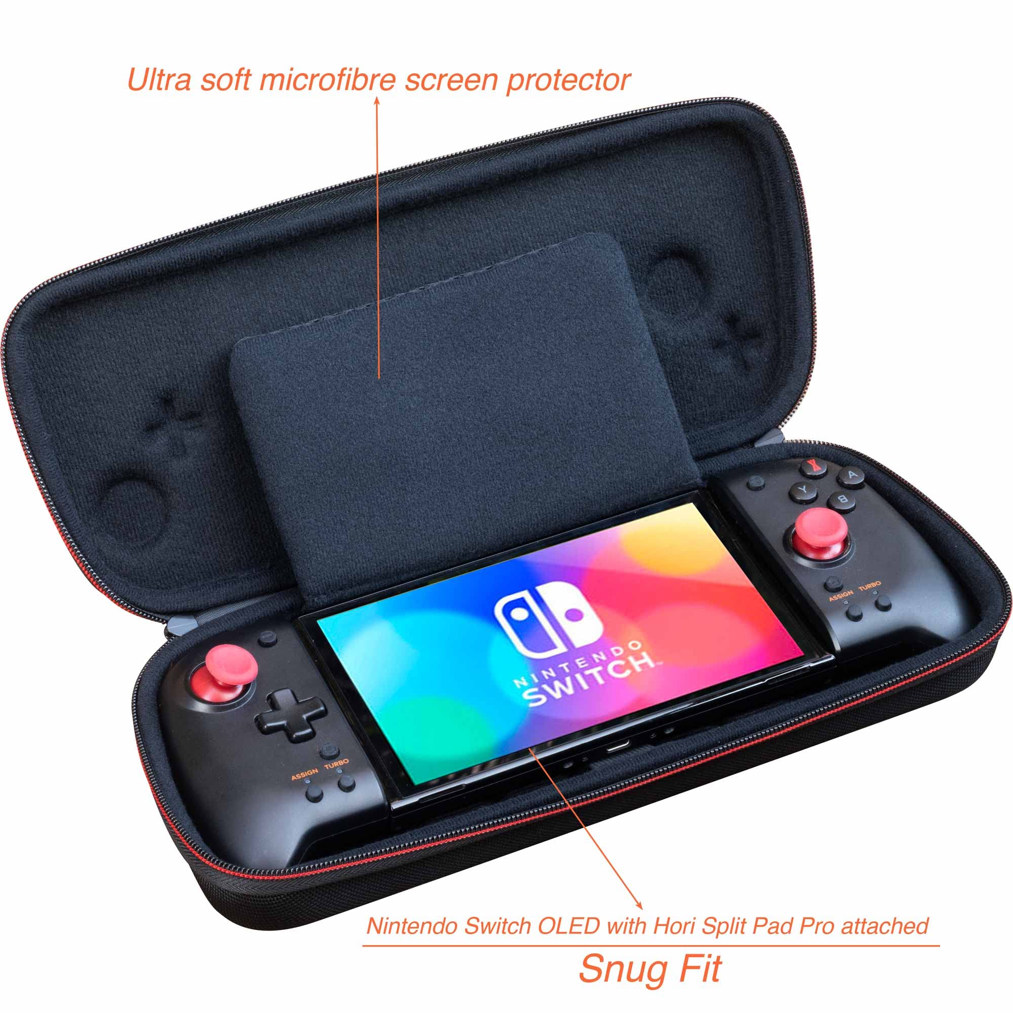 ButterFox Grip Carry Case for Hori Nintendo Switch Split Pad Pro Controller, Compatible with Nintendo Switch OLED Model- Red/Black