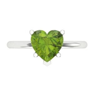 clara pucci 2.0 ct heart cut solitaire genuine natural green peridot 5-prong engagement bridal promise anniversary ring 14k white gold