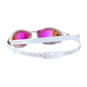 Speedo Unisex-Adult Swim Goggles Mirrored Fastskin Hyper Elite White/Oxid Grey/Rose Gold, One Size