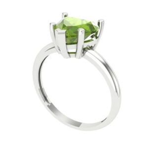 Clara Pucci 2.0 ct Heart Cut Solitaire Genuine Natural Green Peridot 5-Prong Engagement Bridal Promise Anniversary Ring 14k White Gold