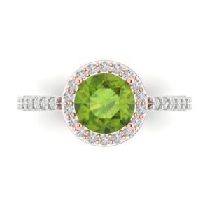 clara pucci 2.40 ct round cut solitaire halo natural green peridot engagement promise anniversary bridal ring 14k white & rose gold