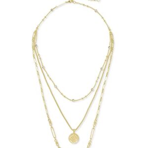 Kendra Scott Medallion Triple Strand Necklace in 14k Gold-Plated Brass, Fashion Jewelry for Women, Gold