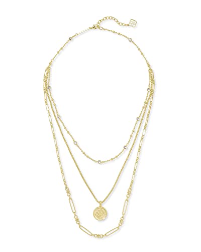 Kendra Scott Medallion Triple Strand Necklace in 14k Gold-Plated Brass, Fashion Jewelry for Women, Gold