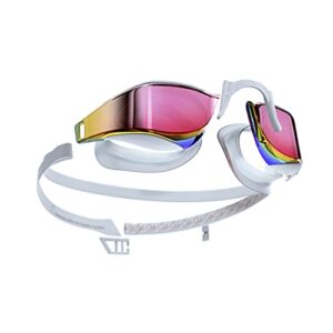 Speedo Unisex-Adult Swim Goggles Mirrored Fastskin Hyper Elite White/Oxid Grey/Rose Gold, One Size