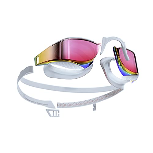 Speedo Unisex-Adult Swim Goggles Mirrored Fastskin Hyper Elite White/Oxid Grey/Rose Gold, One Size