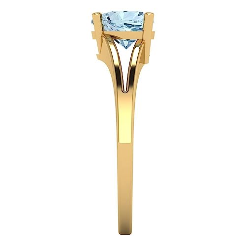 Clara Pucci 1.4ct Heart Cut Solitaire split shank Sky Blue Topaz Bridal Designer Wedding art deco Anniversary Ring 14k Yellow Gold