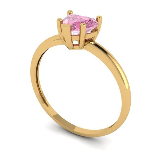 Clara Pucci 1.0 ct Heart Cut Solitaire Pink Simulated Diamond 5-Prong Bridal Wedding Anniversary Engagement Ring Real 14k Yellow Gold