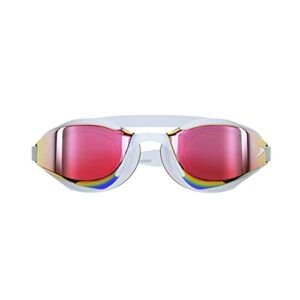 Speedo Unisex-Adult Swim Goggles Mirrored Fastskin Hyper Elite White/Oxid Grey/Rose Gold, One Size