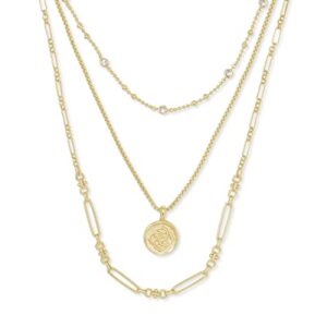 Kendra Scott Medallion Triple Strand Necklace in 14k Gold-Plated Brass, Fashion Jewelry for Women, Gold