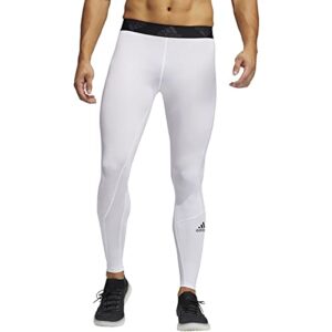 adidas men's techfit long tights, white, medium