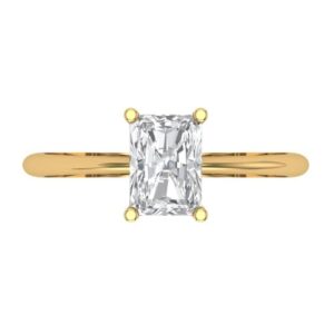 yellow 14k solid gold solitaire anniversary engagement promise bridal ring 1 ct radiant cut clear simulated diamond sz 7.25