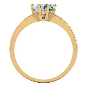 Clara Pucci 1.4ct Heart Cut Solitaire split shank Sky Blue Topaz Bridal Designer Wedding art deco Anniversary Ring 14k Yellow Gold