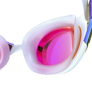 Speedo Unisex-Adult Swim Goggles Mirrored Fastskin Hyper Elite White/Oxid Grey/Rose Gold, One Size