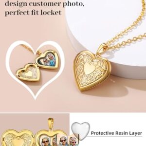 Gold Heart Lockets for Women, 18K Gold Plated Love Locket Necklace That Holds Pictures with 22 Inch Chain for Her Loving Jewelry