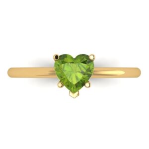 clara pucci 1.0 ct heart cut solitaire genuine natural green peridot 5-prong engagement bridal promise anniversary ring 14k yellow gold