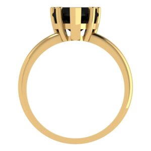 Clara Pucci 2.0 ct Heart Cut Solitaire Genuine Natural Black Onyx 5-Prong Engagement Bridal Promise Anniversary Ring 14k Yellow Gold 10