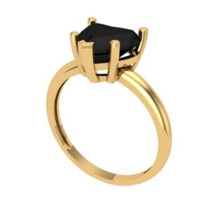 Clara Pucci 2.0 ct Heart Cut Solitaire Genuine Natural Black Onyx 5-Prong Engagement Bridal Promise Anniversary Ring 14k Yellow Gold 10