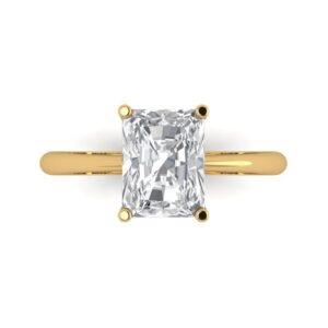 clara pucci yellow 14k solid gold solitaire anniversary engagement promise bridal ring - 2.5 carat radiant cut clear simulated diamond size 9