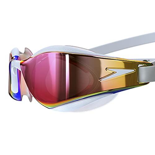 Speedo Unisex-Adult Swim Goggles Mirrored Fastskin Hyper Elite White/Oxid Grey/Rose Gold, One Size