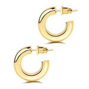 wlane small thick gold hoop earrings for women, chunky gold hoops 20mm(8 inch)