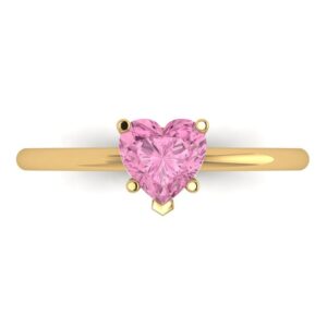 clara pucci 0.9ct heart cut solitaire pink simulated diamond proposal bridal designer wedding anniversary ring 14k yellow gold