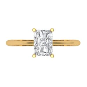 yellow 14k solid gold solitaire anniversary engagement promise bridal ring - 1 ct radiant cut clear simulated diamond sz 7