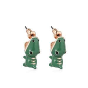 funny little dinosaur stud earrings dripping oil cartoon green dinosaur animal fun earrings for women (dinosaur)