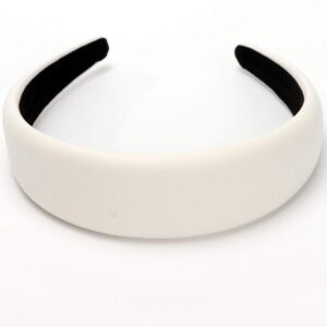 LONEEDY 1.7 Inch Leather Hard Headband Wide Headband Padded Headband Hairband for Women (White)