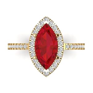 clara pucci 2.38 ct marquise cut solitaire accent halo simulated red ruby engagement promise anniversary bridal ring 14k yellow gold 7.75