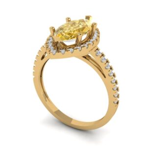 Clara Pucci 2.32ct Marquise Cut Solitaire Halo Yellow Simulated Diamond Designer Wedding Anniversary Bridal Ring 14k Yellow Gold 5.5