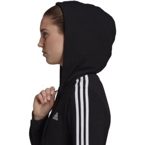 adidas Women's Essentials Full-Zip Hoodie, Black/White, Large