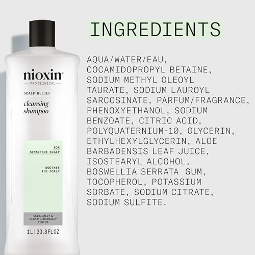 Nioxin Scalp Relief Cleansing Shampoo - Shampoo for Sensitive Scalp, 33.8 fl oz (Packaging May Vary)