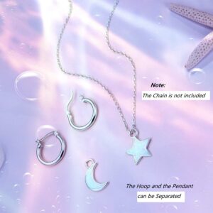 Star and Moon Friendship Earrings Created Opal Hoop Drop Dangle Earrings 925 Sterling Silver Star Moon Fans Best Valentines Day Birthday Gifts