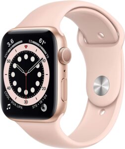 apple watch series 6 (gps, 44mm) - gold aluminum case with pink sand sport band (renewed)