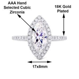 Savlano 18K Gold Plated Marquise & Round Cut Cubic Zirconia Wedding Engagement Women Statement Ring (7)