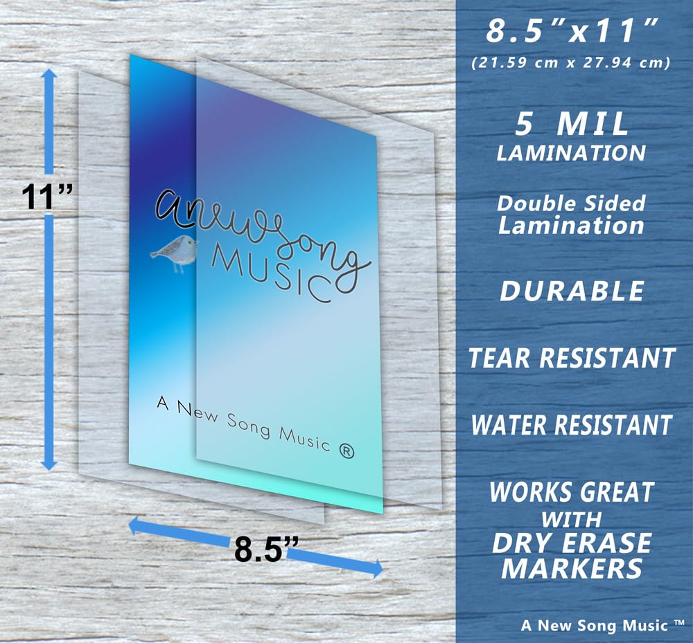 Laminated 4 String Bass Fretboard Notes Chart Nashville Number System & Circle of 5ths Easy Instructional Poster for Beginner for Notebook - A New Song Music 8.5 x 11