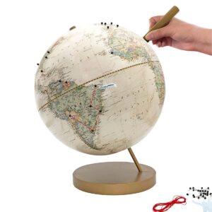 push pin globe ivory, custom travel globe with pins, wedding gift, travel gift for gouple